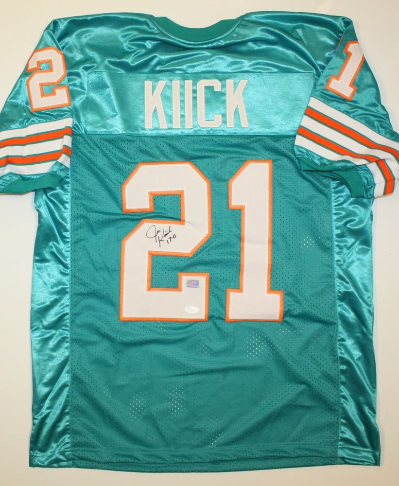Jim Kiick Signed / Autographed Teal Jersey- JSA Authenticated Jim Kiick Signed / Autographed Teal Jersey- JSA Authenticated