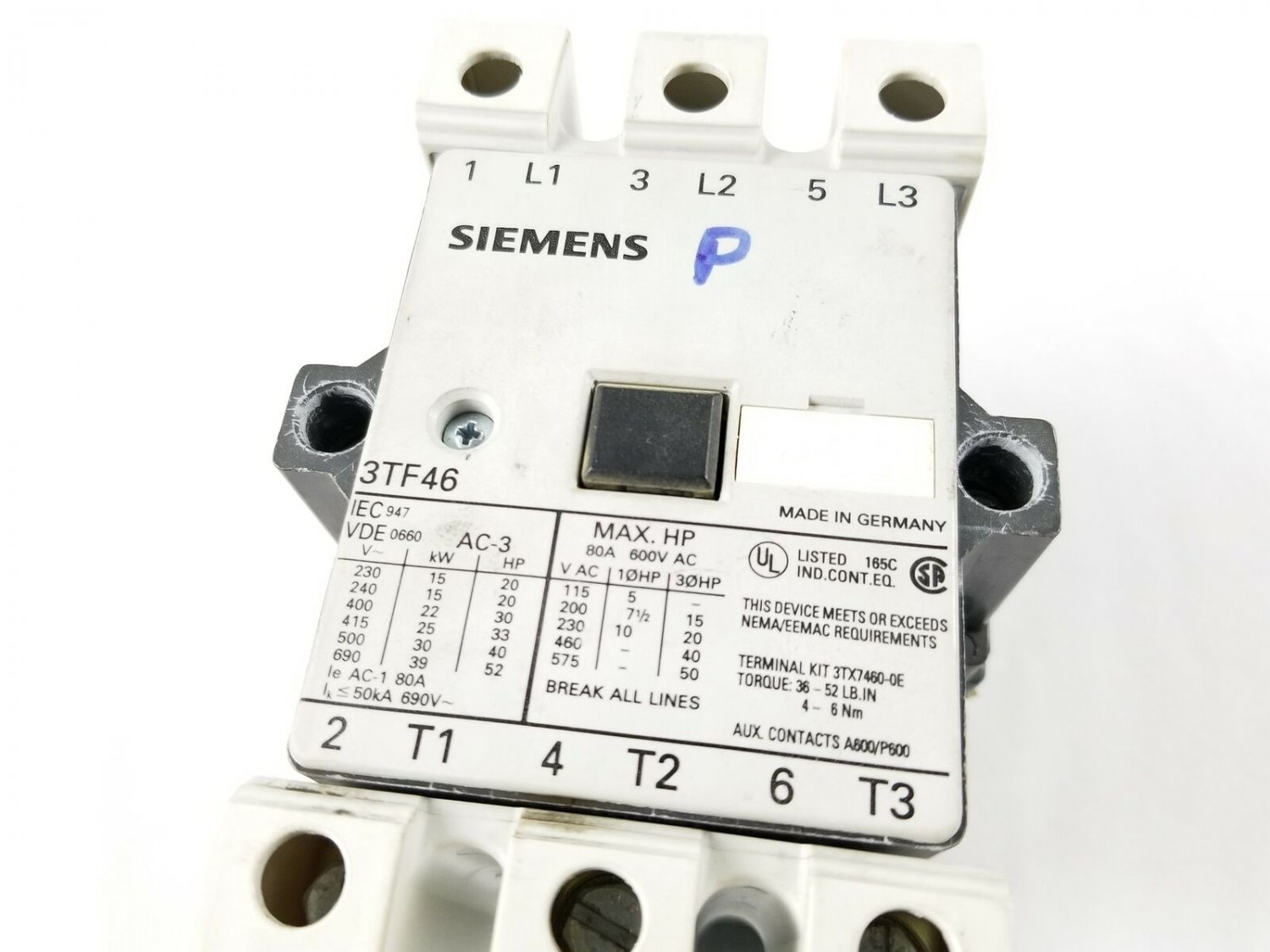Siemens 3TF46 Contactor