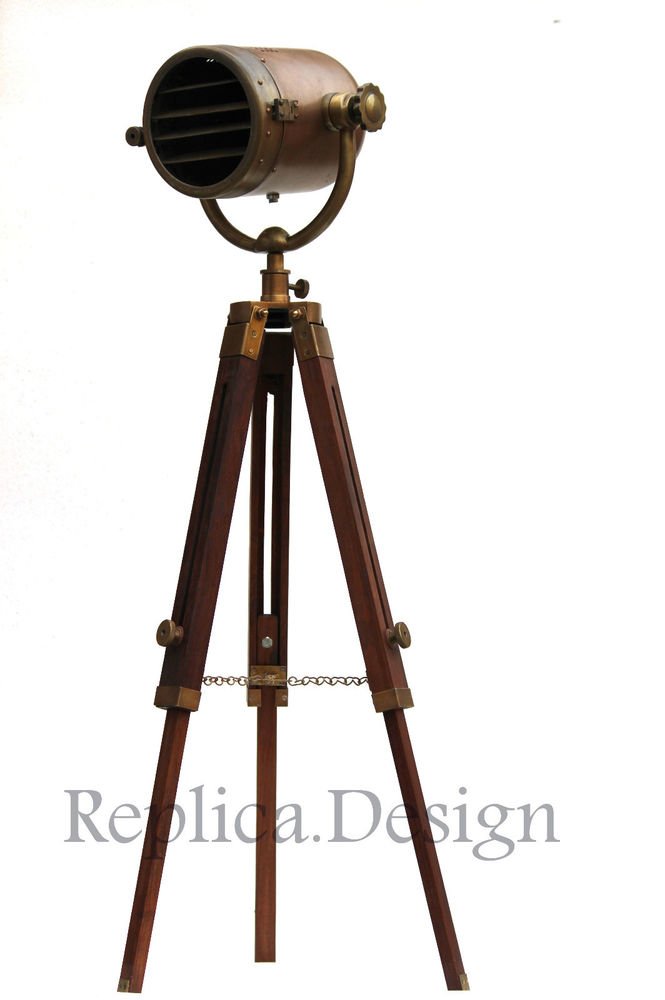 Retro look Vintage style searchlight Spotlight Telescopic Tripod Floor ...