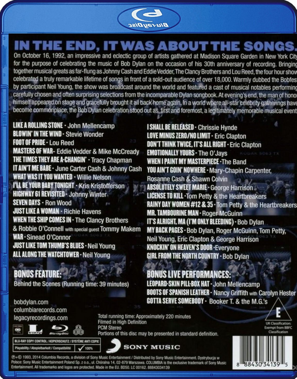 Bob Dylan - The 30th Anniversary Concert Celebration, Live 1992 - Blu-Ray