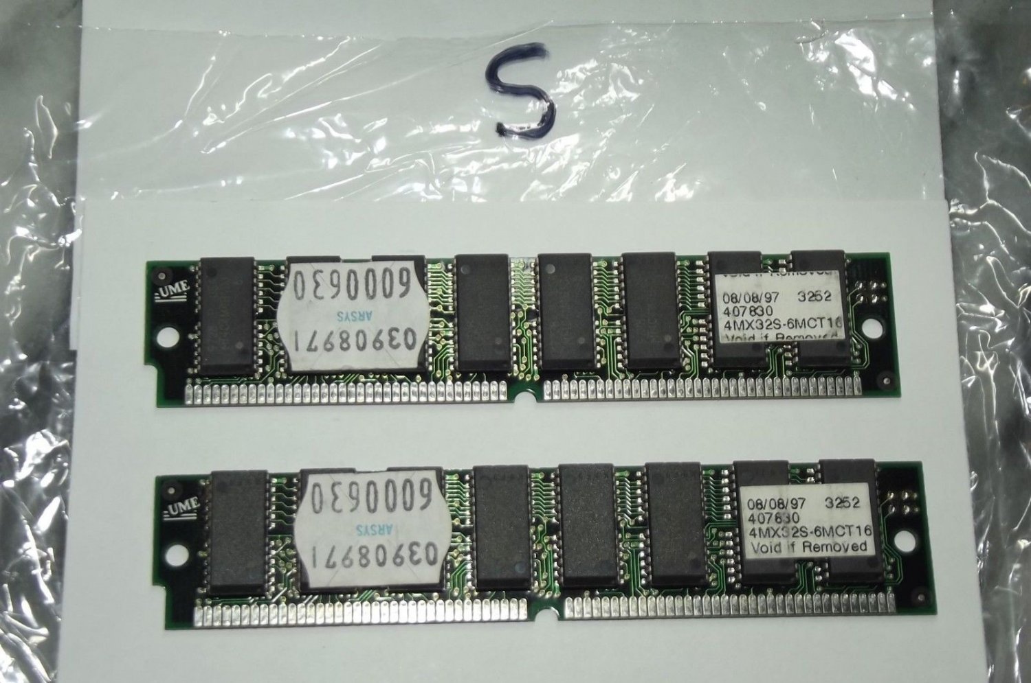 2 matching 72 Pin SIMM with Tin connectors 8 module 4MX32 SIMM 1997