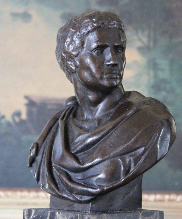 Roman Emperor Nero Claudius Bronze Sculpture Bust