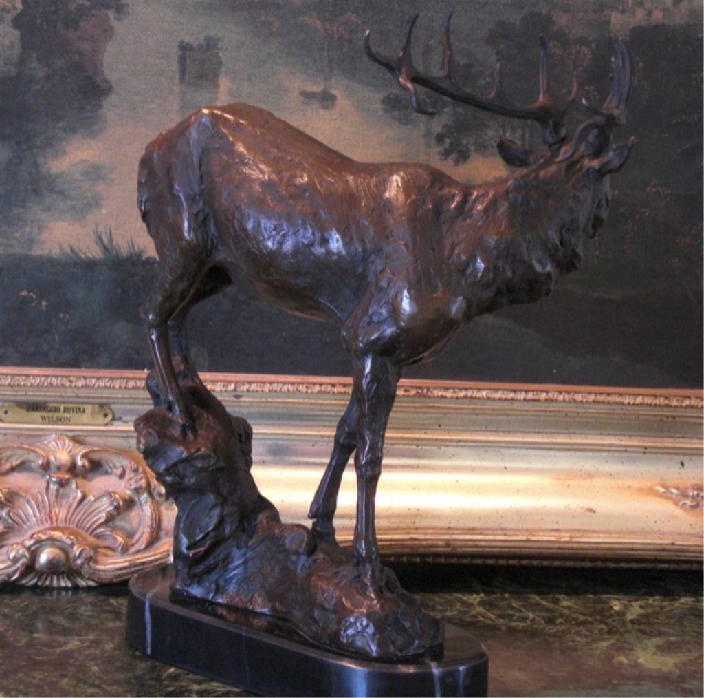 Wildlife Roaring Elk Bronze Sculpture
