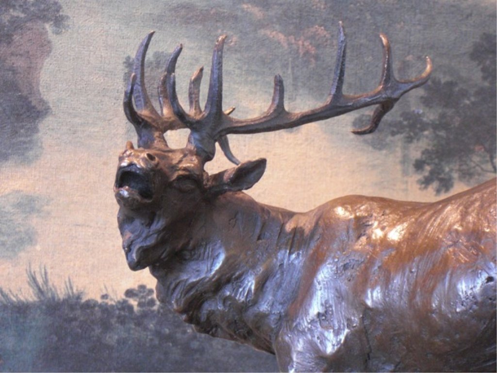 Wildlife Roaring Elk Bronze Sculpture