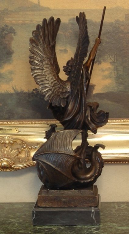 Greek God Apollo Dragon Slayer Bronze Sculpture