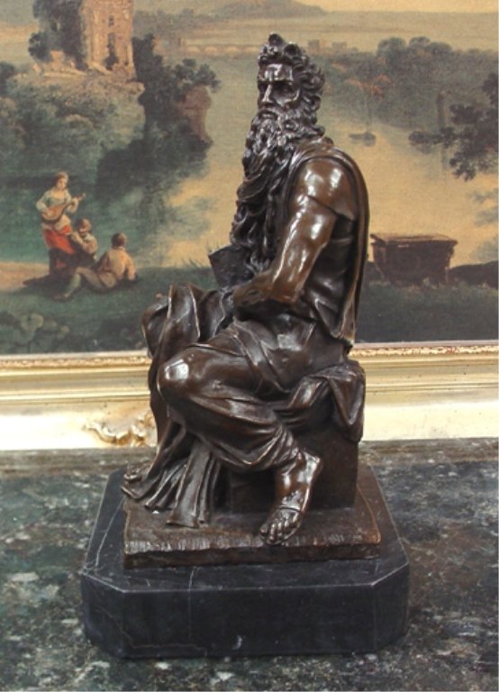 Michelangelo's Biblical Moses Bronze Sculpture