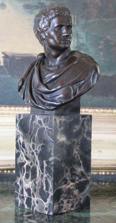Roman Emperor Nero Claudius Bronze Sculpture Bust