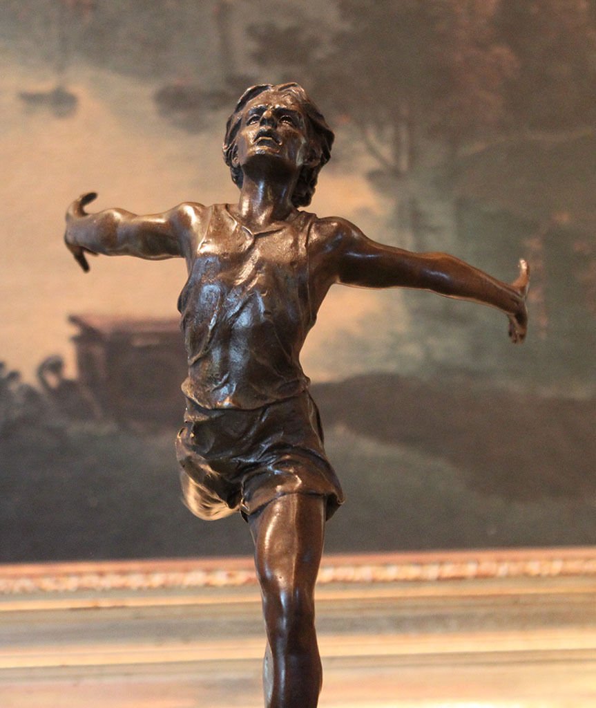 Crossing The Finish Line Marathon Runner Bronze Sculpture