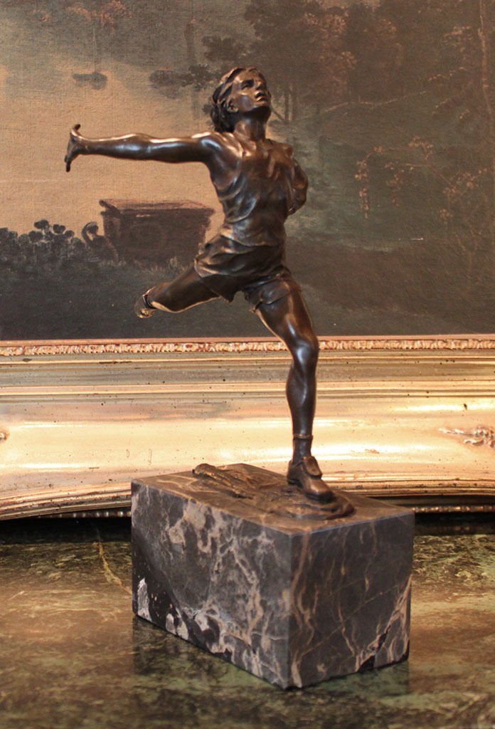 Crossing The Finish Line Marathon Runner Bronze Sculpture