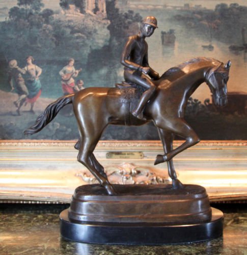 Kentucky Derby Horse Jockey Bronze Sculpture