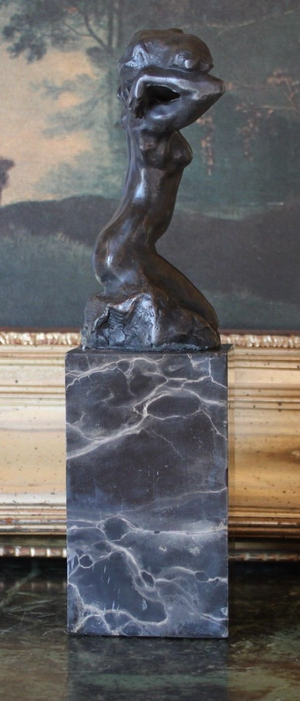 Rodin's The Toilette Of Venus Kneeling Fauness Bronze Sculpture