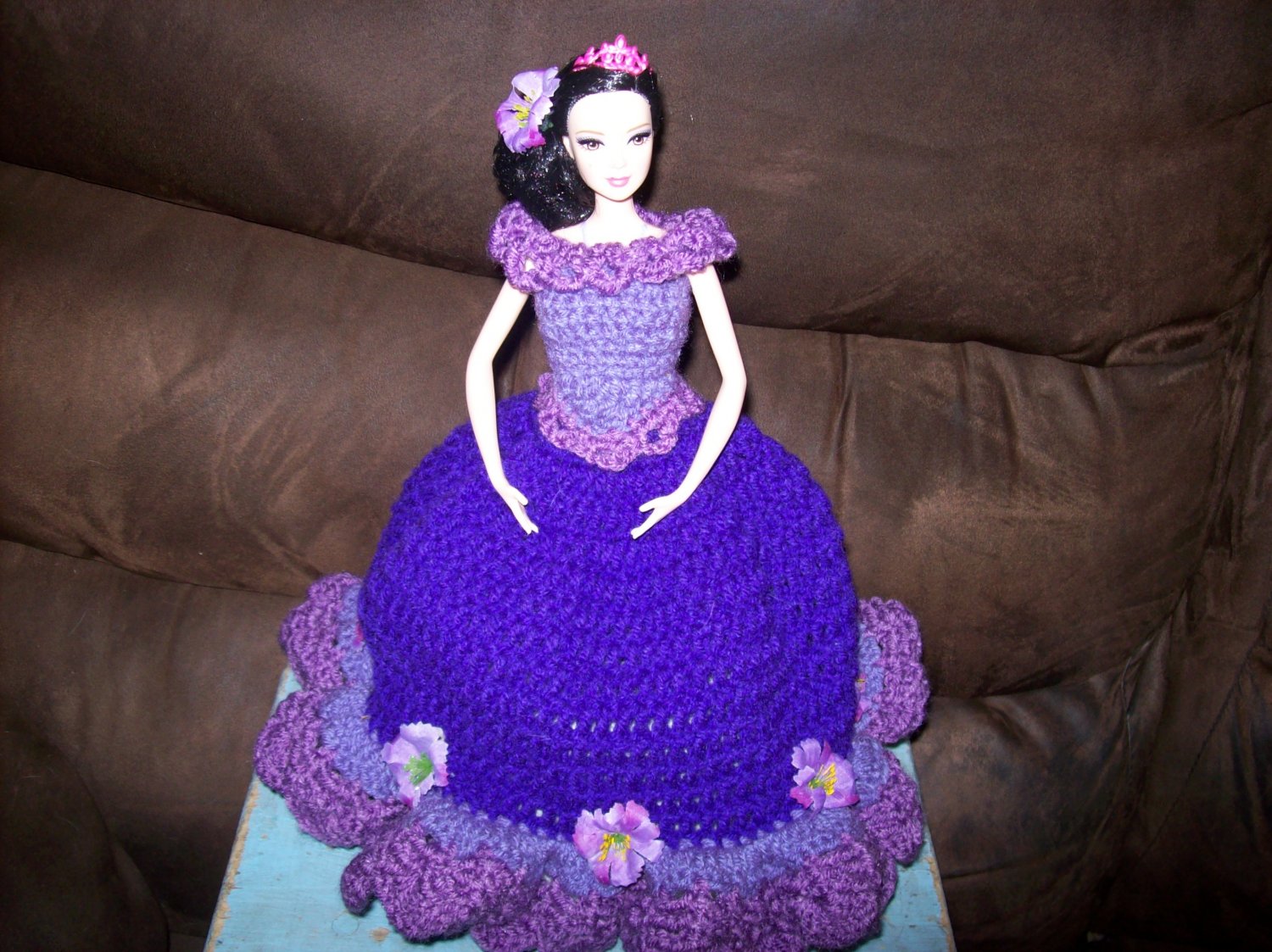 Barbie Toilet Tissue Cover Doll In Dark Purple