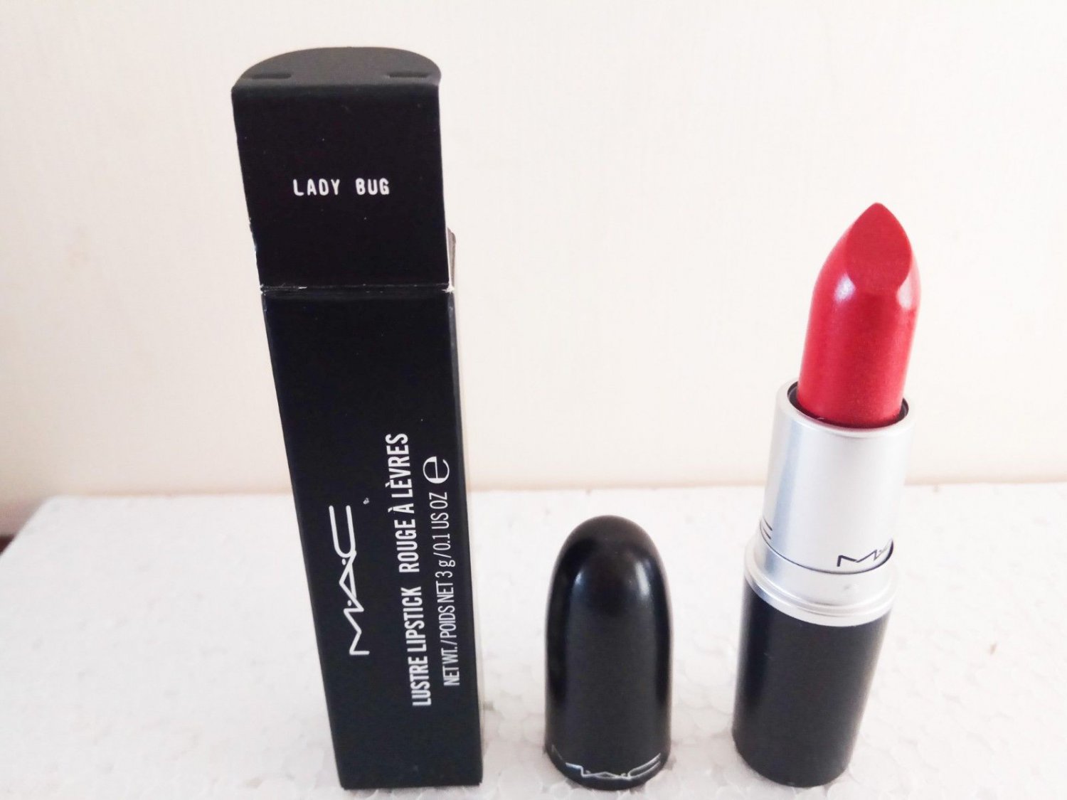 MAC Lustre Lipstick Lady Bug new in box yellow tomato