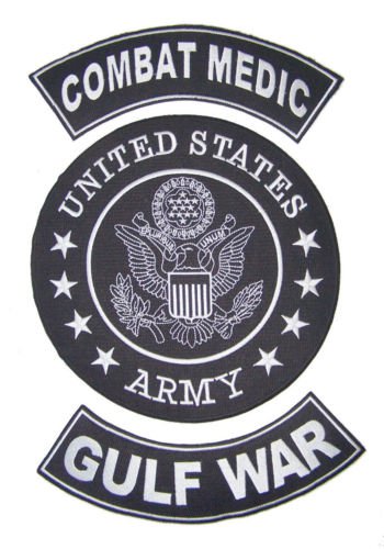 US ARMY COMBAT MEDIC GULF WAR BACK PATCHES FOR VETERAN VET BIKER VEST ...