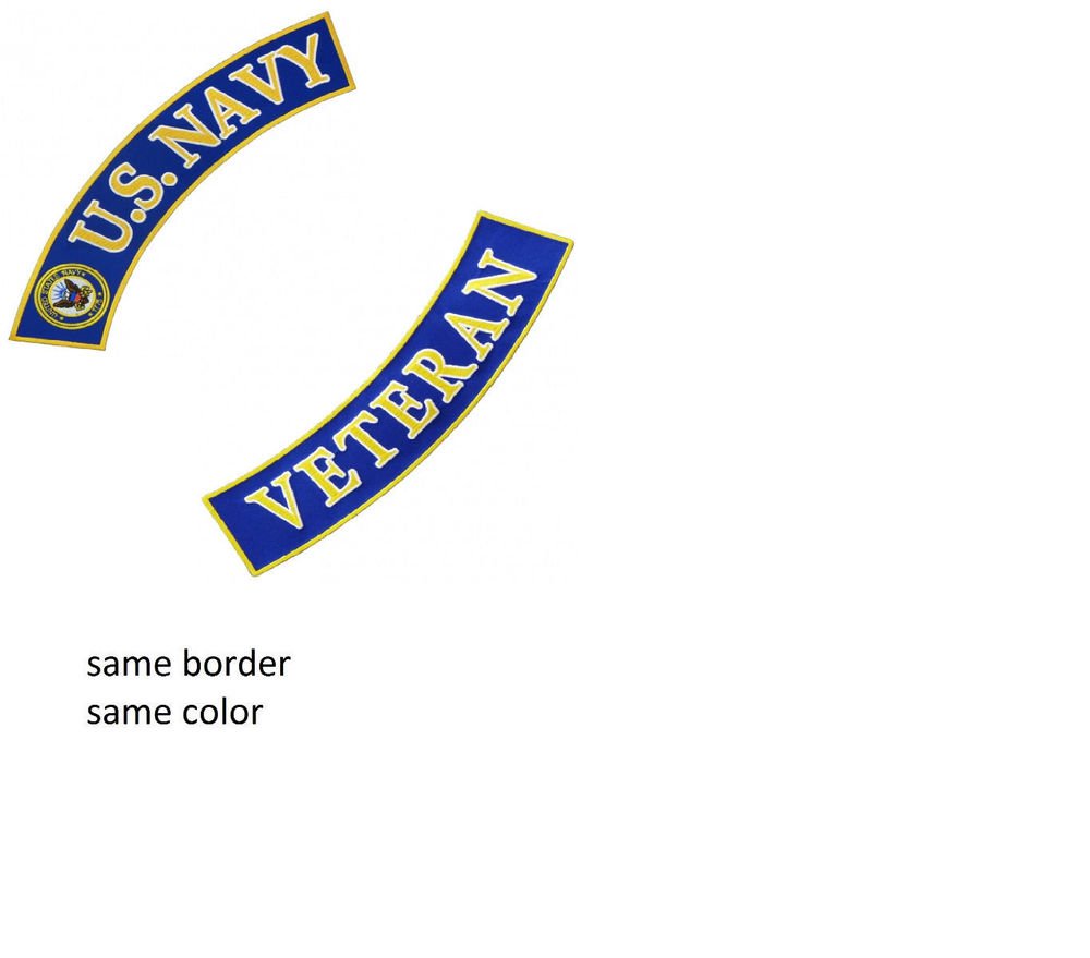 US Navy Veteran Back Patch set For jacket vest Biker Motorcycle Vets ...