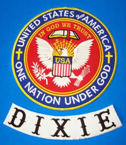 Dixie Rebel Southern Biker Patches set one nation under God Patriot ...