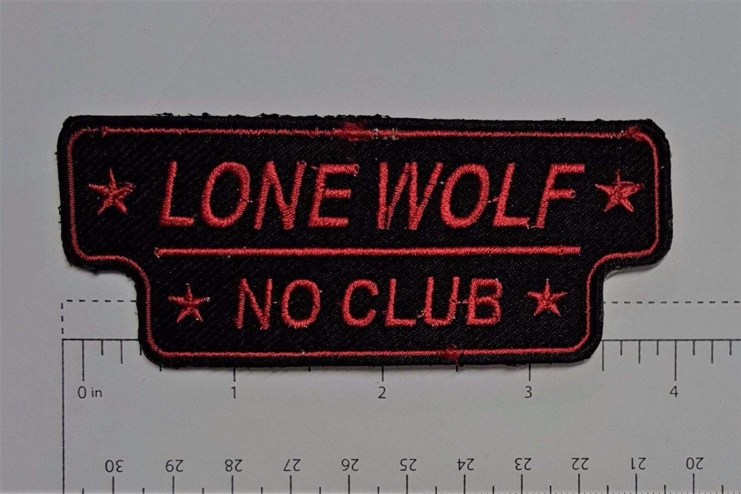 Lone Wolf No Club Red Outlaw Biker Funny Motorcycle Iron On Small Patch