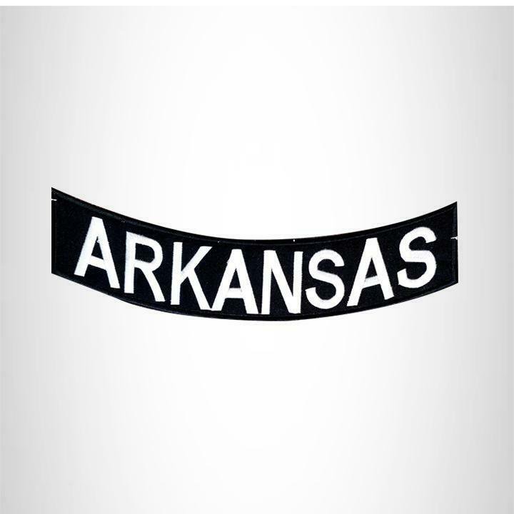ARKANSAS White on Black Bottom Rocker Patch for Vest jacket BR399