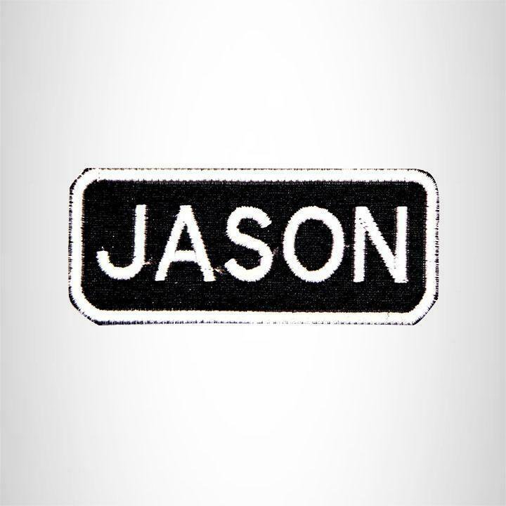 JASON Black and White Name Tag Iron on Patch for Biker Vest and Jacket ...