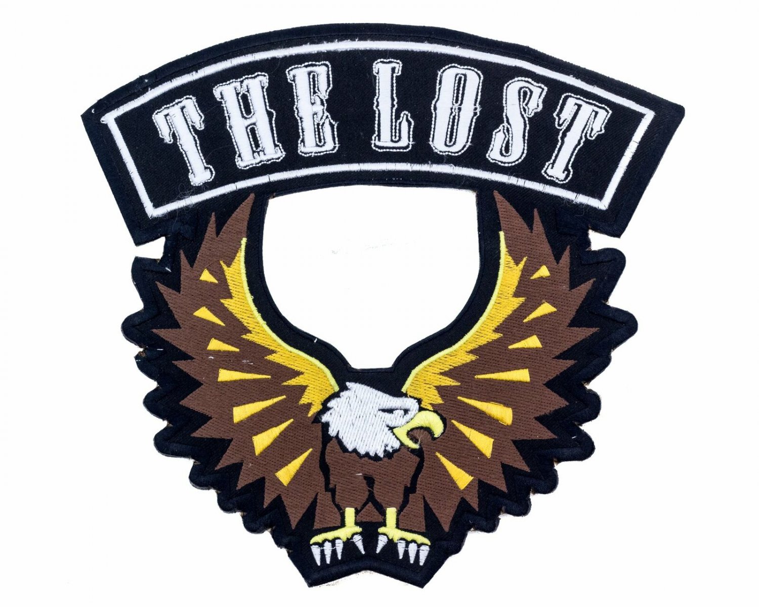 THE LOST EAGLE White Brown and Yellow on Black Center Patch for Vest Jacket
