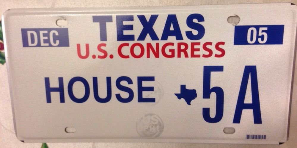 Texas US CONGRESS license plate House Low Number 5 Political Senate ...