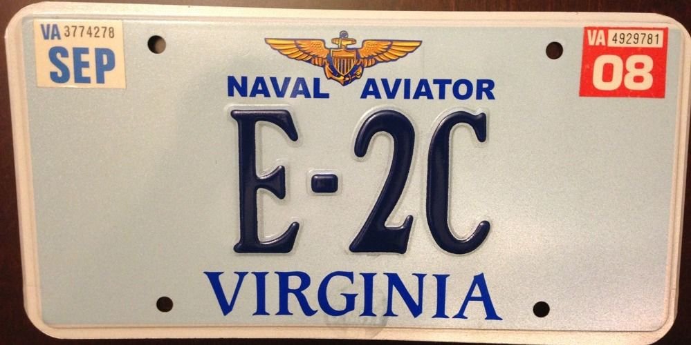 VA Naval Aviation vanity E 2C license plate Aircraft Plane Pilot Navy ...