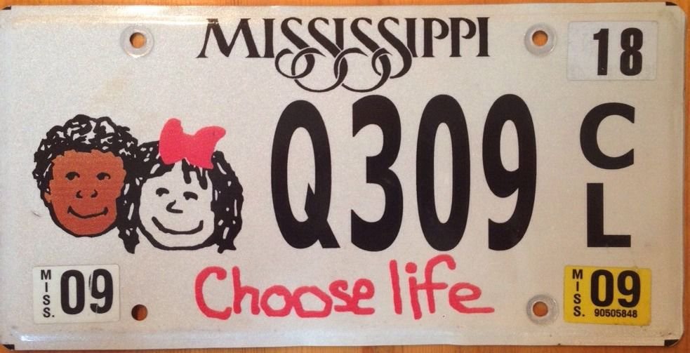 Mississippi Choose Life license plate Pro Life Abortion Choice Adoption ...