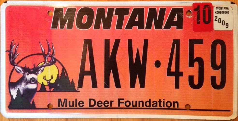 MT Mule Deer Foundation license plate Park Wildlife Wild Hunt Hunting ...