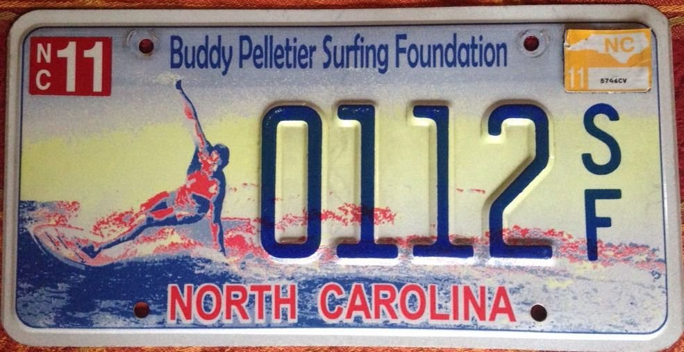 North Carolina Buddy Pelletier Surfing license Plate Surf Sea Beach ...