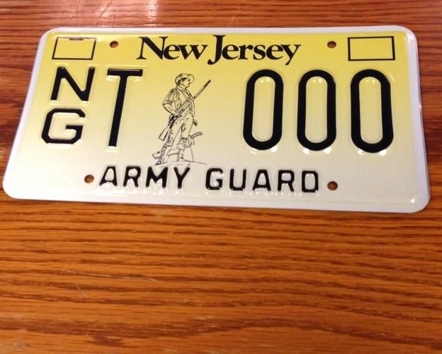 New Jersey Army national Guard license plate sample military veteran ...