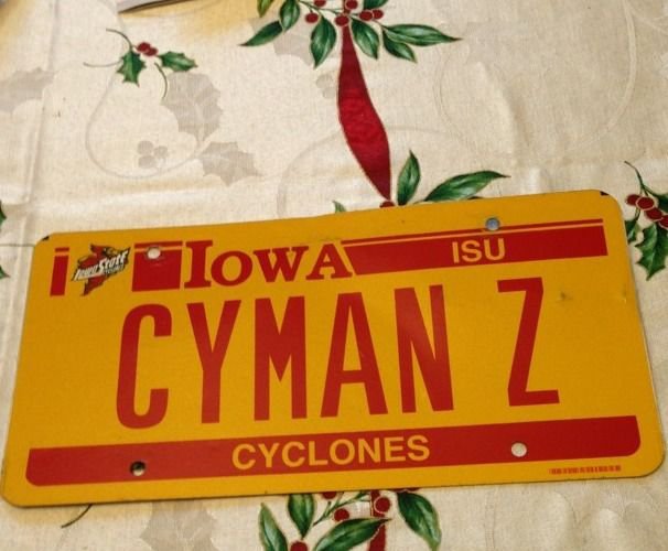 Iowa State University Vanity CYMAN Z license plate CYCLONES NCAA ...