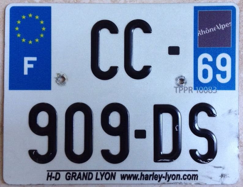 Harley Davidson Motorcycle license plate French European Biking Rhone ...