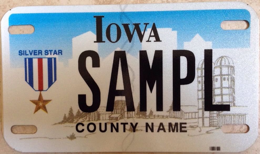 Iowa Silver Star Medal license plate sample Motorcycle USA Military ...