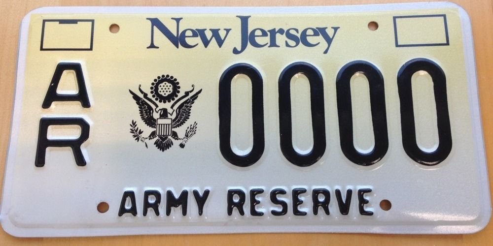 New Jersey army reserve license plate sample military veteran NJ tag ...