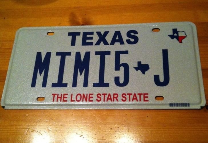 TX vanity MIMI 5 license plate name Mary Maria Noemi Mira Marylin ...