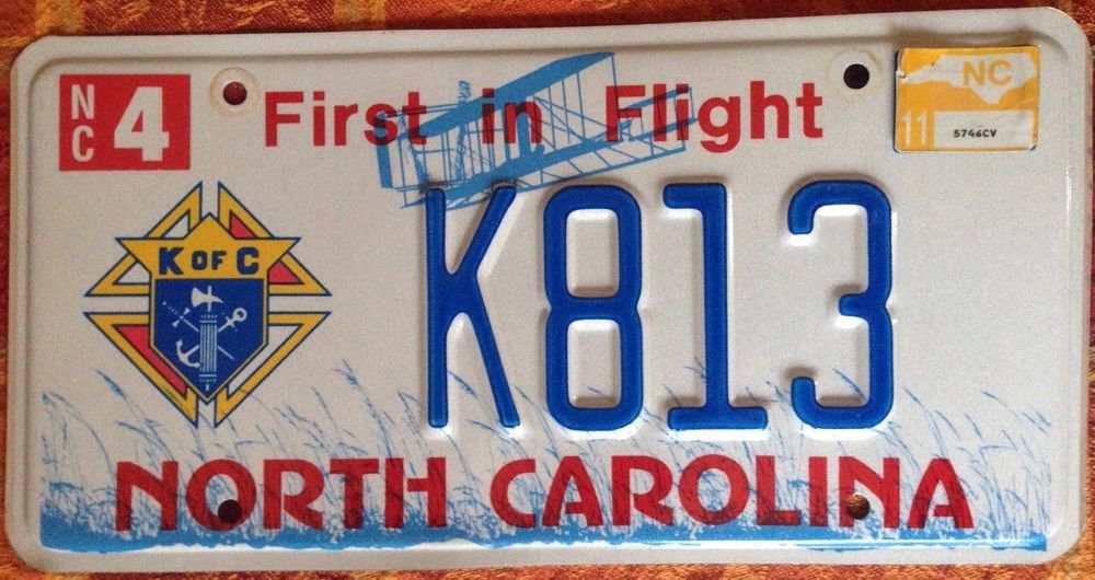 North Carolina Knights Of Columbus license plate Fraternal Service One ...