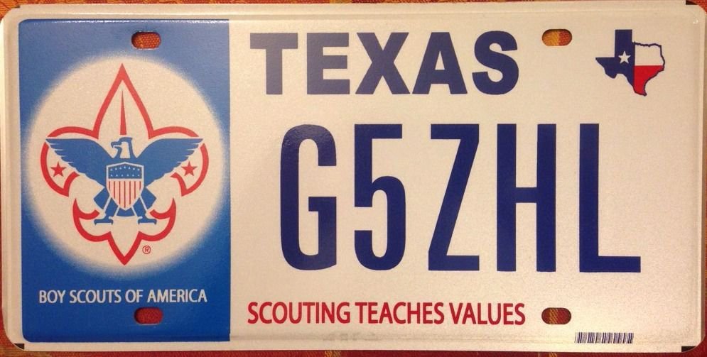 Texas optionial Boy Scout Boyscout license plate Scouting Scouts camp ...