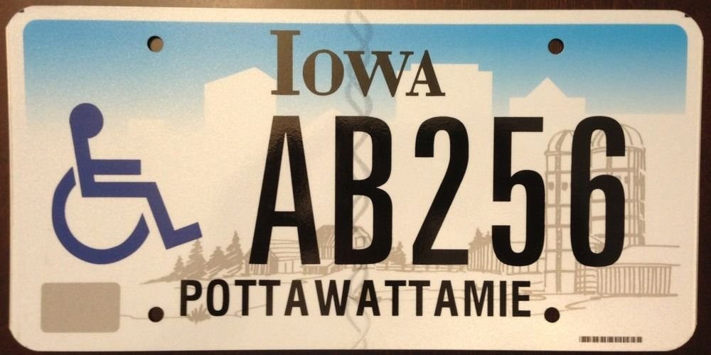 New Style Iowa Handicap Black Letter License Plate Disabled Wheelchair ...