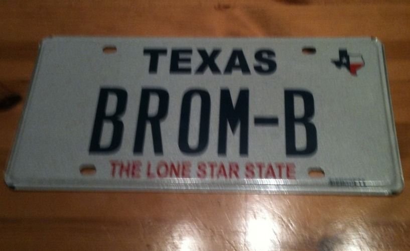 Texas vanity BROM B license plate TX Chemical Bones Legend Sleepy ...