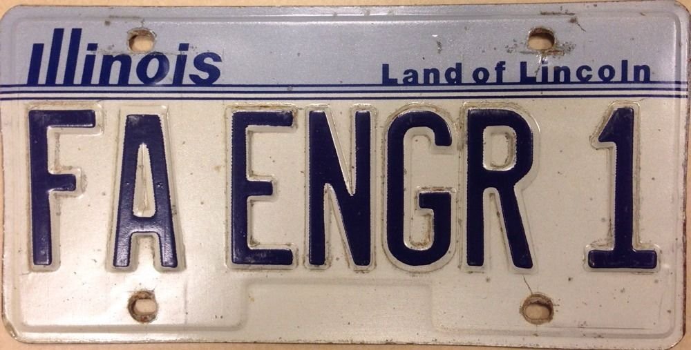ILLINOIS vanity Failure Analysis ENGineeR license plate Engineering Science