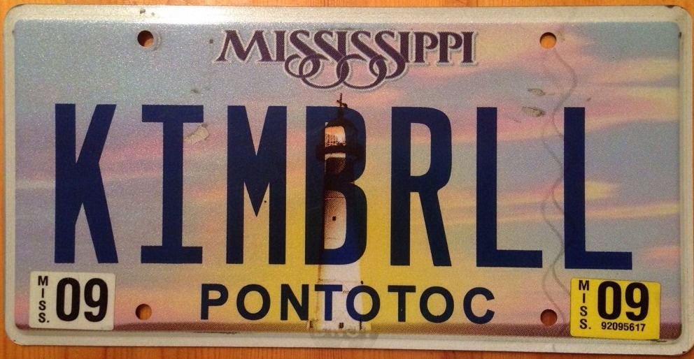 Mississippi vanity Kimberly license plate Kim Kimmee Kimmy Kimberley