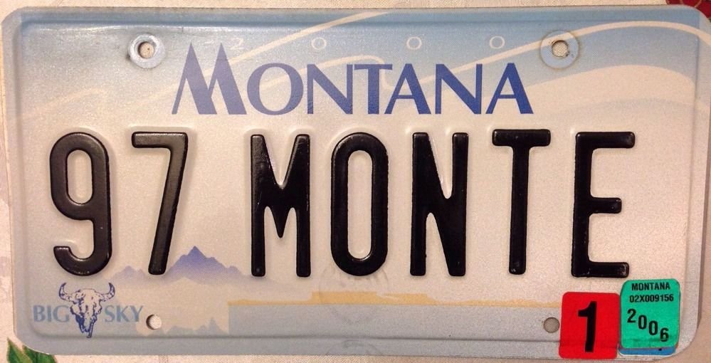 MT vanity 1997 MONTE Carlo license plate Mitsubishi Montero Muscle Car ...