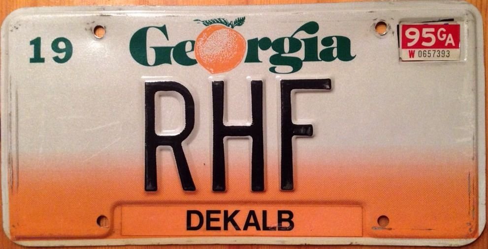 Georgia vanity RHF license plate Raymond Rachel Russell Roberto Rhianna ...