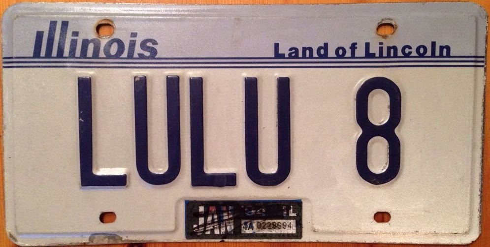 IL vanity LULU 8 license plate Louise Luella Luba Lucy Lou Luna Luz ...