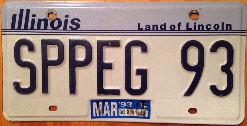 Illinois vanity SPPEG 93 license plate pegadaian pegow Djakarta