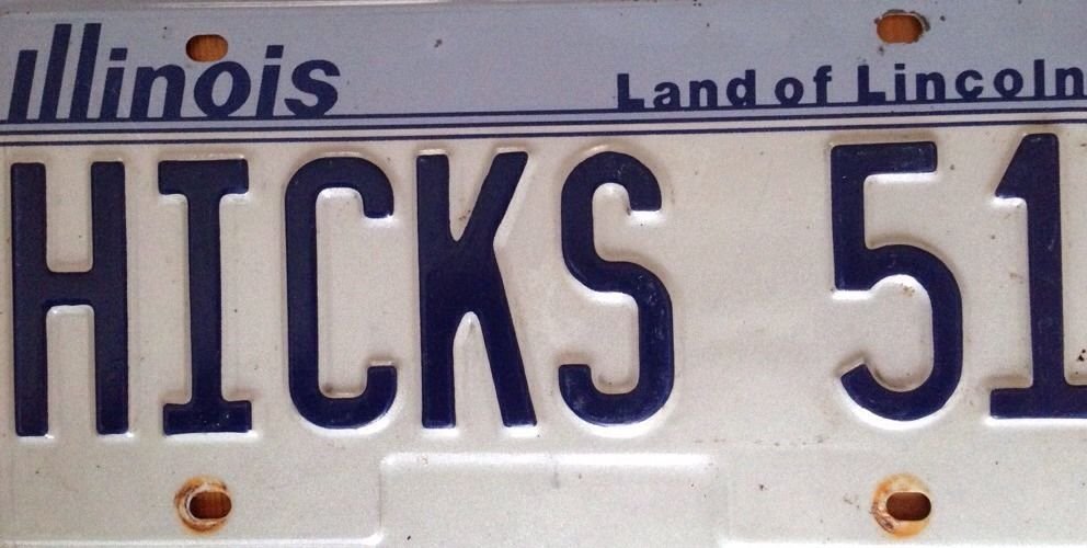 IL vanity HICKS 51 license plate Chick Film Cars Aliens Race Car Hickes ...