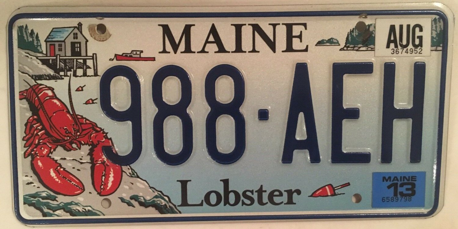 ACADIA NATIONAL PARK WILDLIFE LOBSTER license plate 998 AEH Pound ...