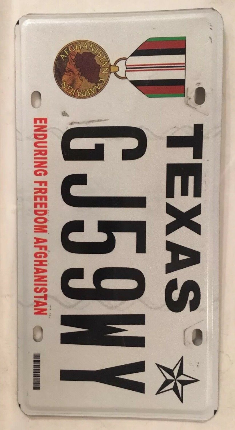 ENDURING FREEDOM AFGHANISTAN WAR VET license plate military Medal ...