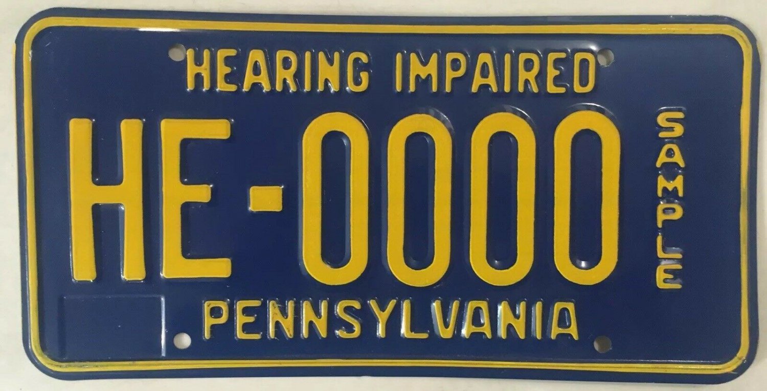 PA HEARING IMPAIRED DEAF ASL license plate Hard Loss American Sign ...