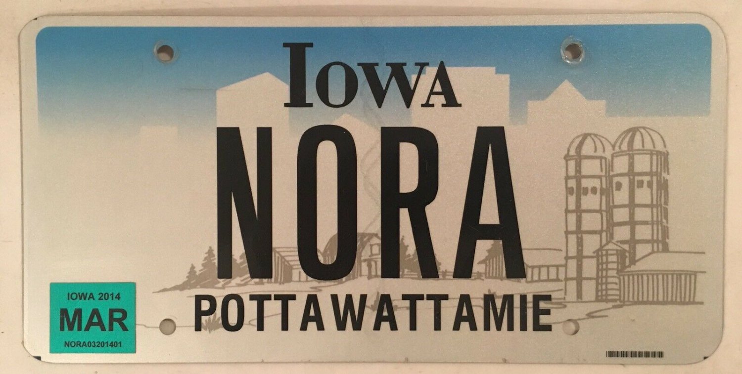 Vanity NORA ELEANOR license plate Eleanora Ellenor Elnora Leonora ...
